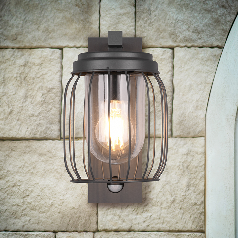 Antracit utomhus vägglampa med rörelsesensor modern, Emanuela, IP44 ...