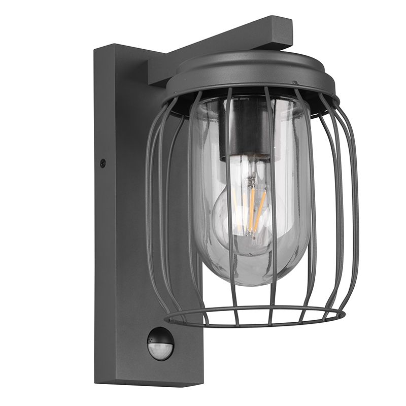 Antracit utomhus vägglampa med rörelsesensor modern, Emanuela, IP44 ...